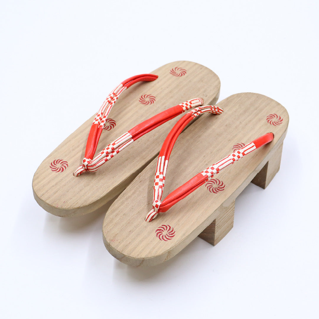 【未使用品 下駄】 Aランク カジュアル 木製 S 茶系 赤系 1244-00562